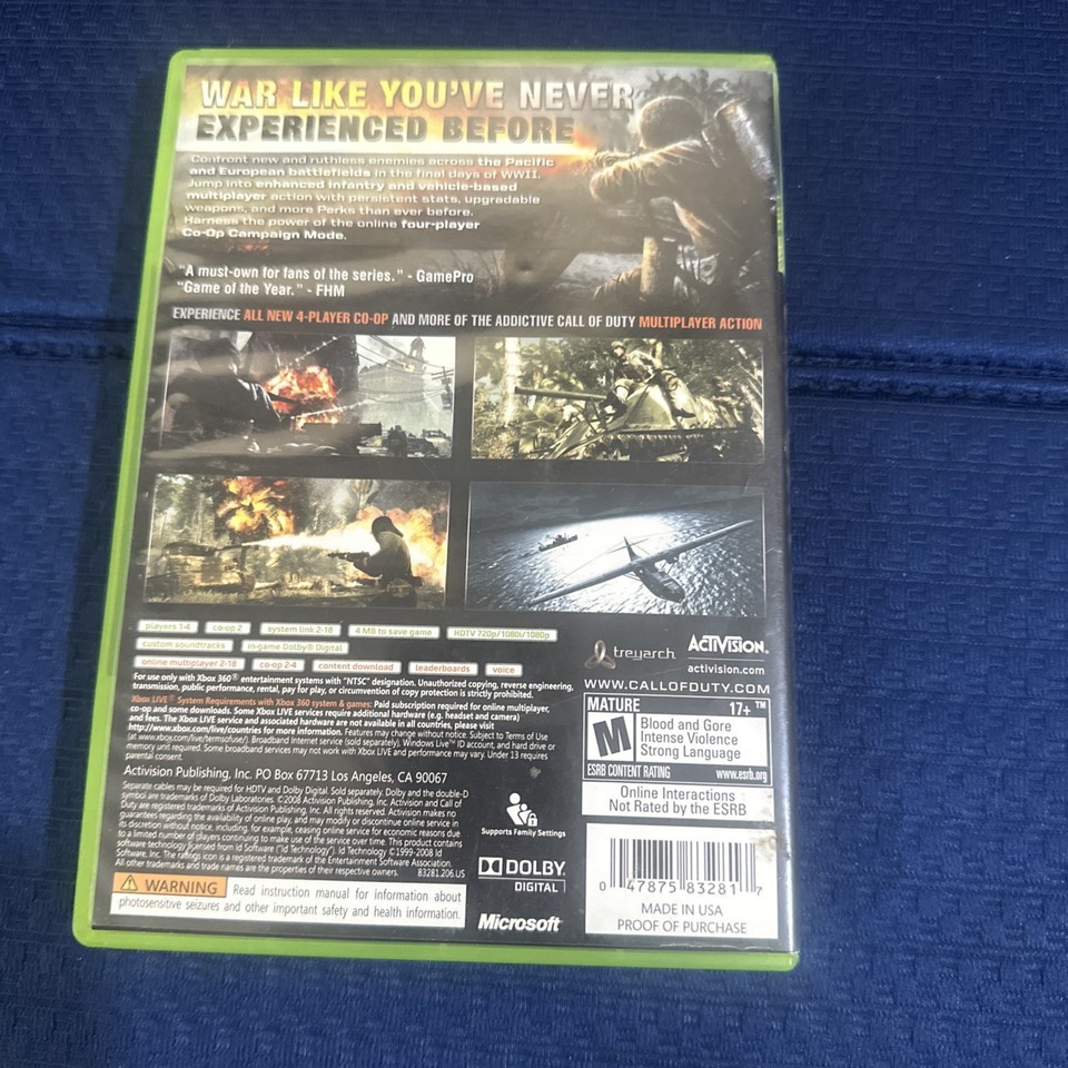 Call of Duty World at War Xbox 360 Case Only *No Game!* No Manual | eBay