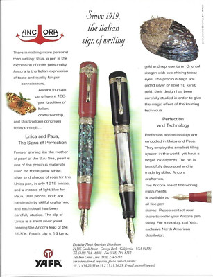 Anchora Fountain Pen Print Ad, Fine Writing Instruments, Italian Pen Ad ...