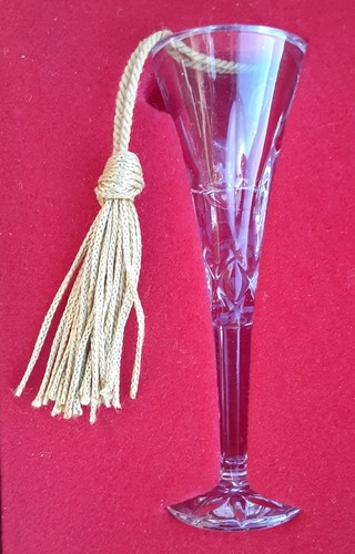 VTG Gorham Lady Ann champagne flute ornament etched Glass gold tassel ...