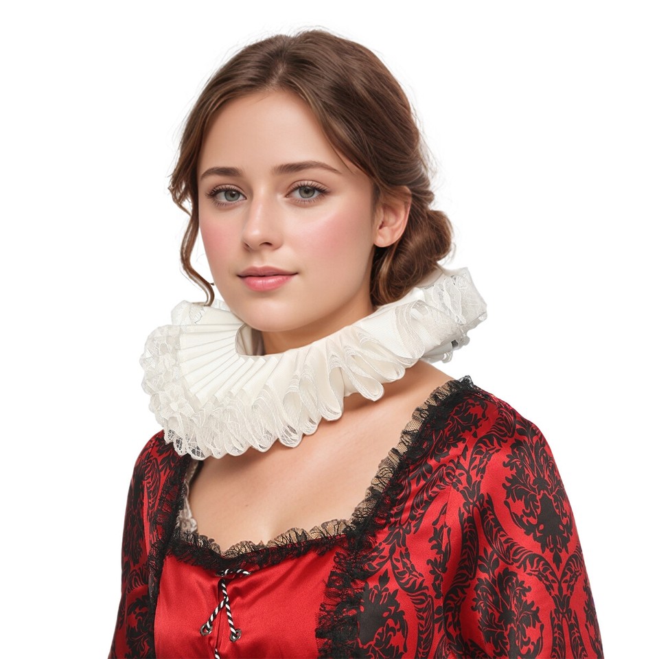 Elizabethan Ruff Collar Victorian Glitter Ruff Collar Renaissance Neck ...