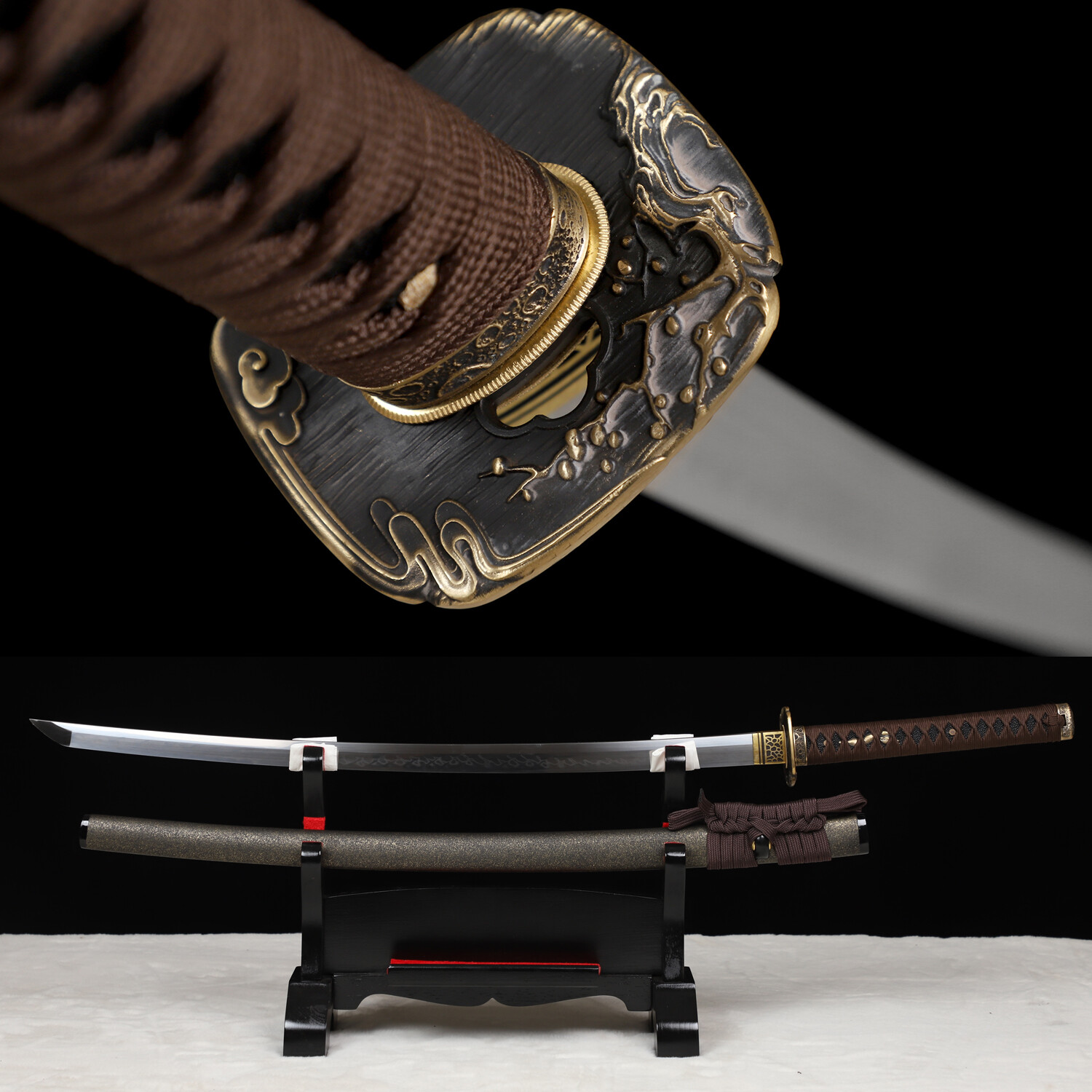 Clay Tempered L6 Steel Japanese Samurai Sword Katana Full Tang Razor ...