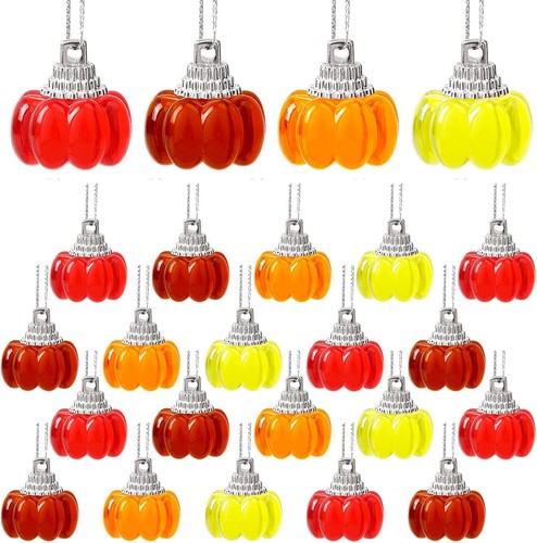 24PCS Mini Acrylic Pumpkin Hanging Ornaments Fall Thanksgiving Tree ...
