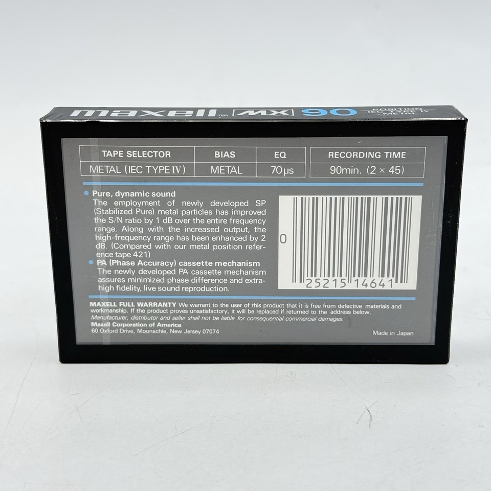 MAXELL MX 90 Metaxial Vintage Blank Audio Cassette Tape Metal Type IV ...