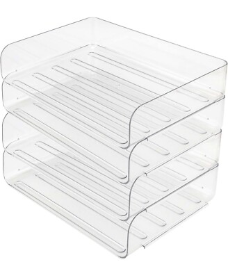 4 Pack Stackable Clear Desk Trays Clear File Organizer Tray Clear Desk ...
