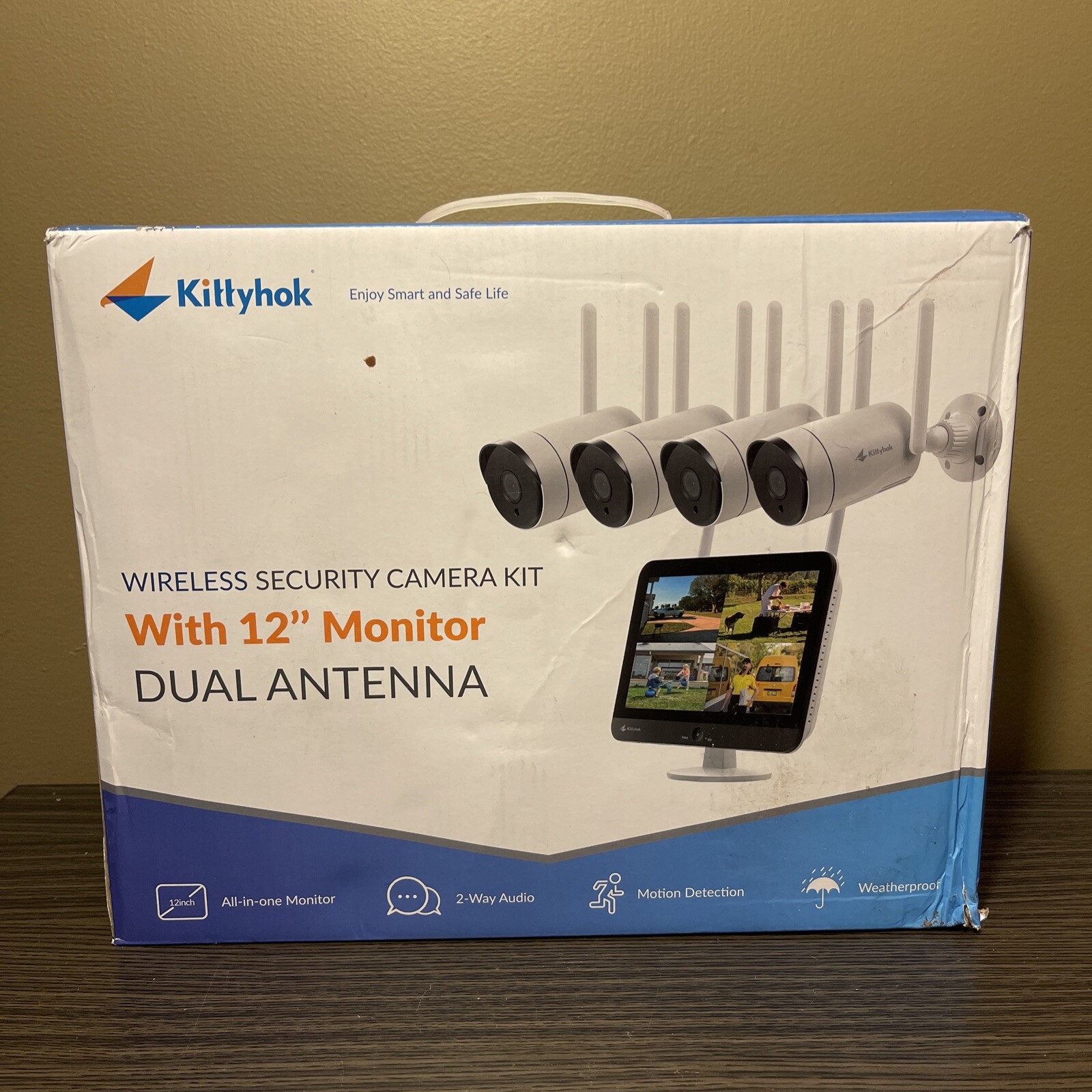 Kittyhok k8208-w Wireless 2K Security 4 Camera System W/ 12" Monitor ...