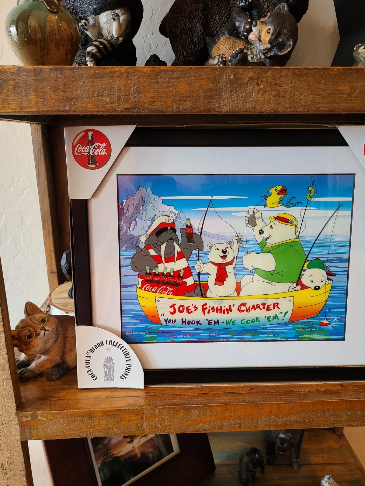 1998 Coca Cola Serigraphic Print “Joe’s Fishin Charter You Hook Em”" we ...