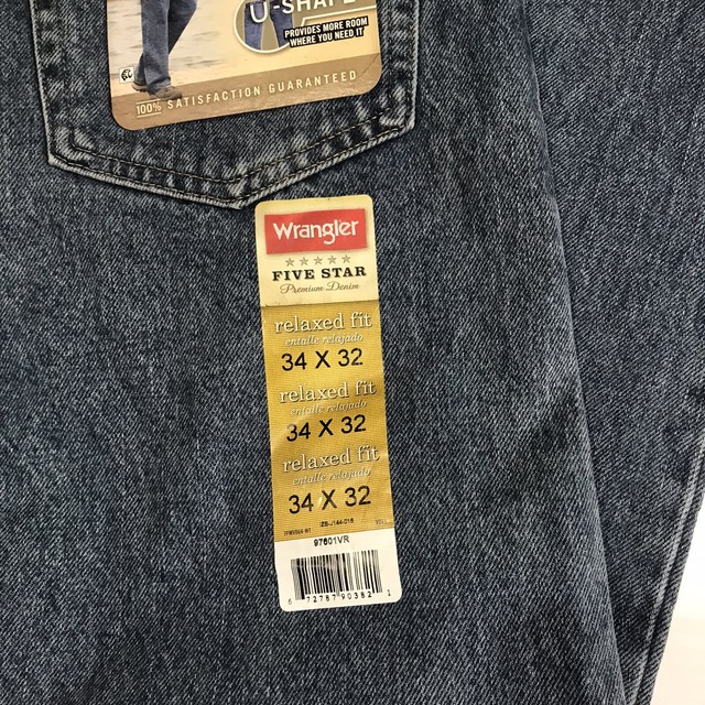 Wrangler Mens Size 34 X 32 Relaxed Fit Jeans Straight Leg 100 Cotton ...