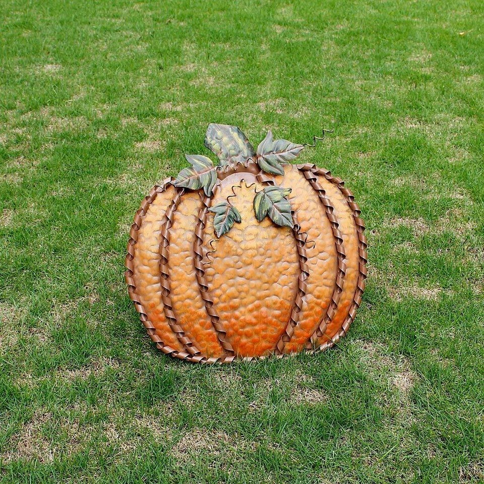 Metal Pumpkin Harvest Fall Decor Thanksgiving Halloween Outdoor Yard ...