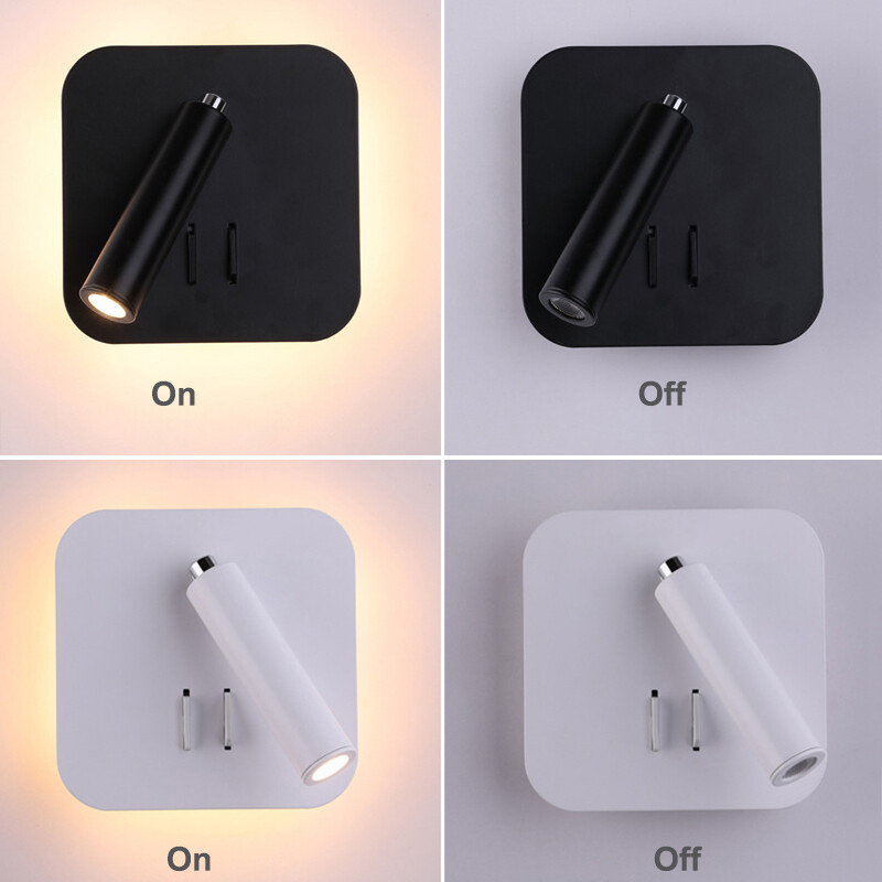 LED Wall Light Fixture Square Reading Bedside Lamp Picture Spotlight ...