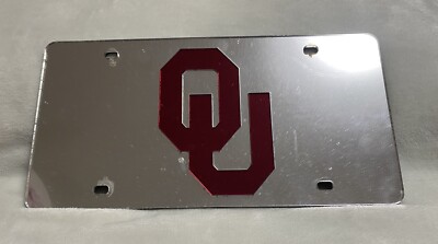 OU UNIVERSITY OF OKLAHOMA Sooners Silver-Red Mirrored License Plate ...