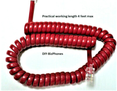 Cherry Red Handset Cord Vintage Phone Receiver Curly Cablesys Short (6 ...