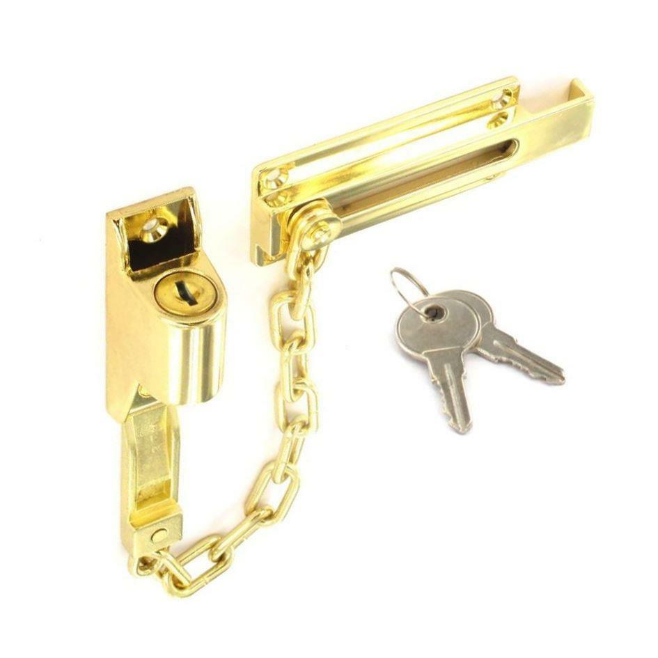 Securit S1632 Locking Door Security Chain & Keys Brass 110mm Various ...