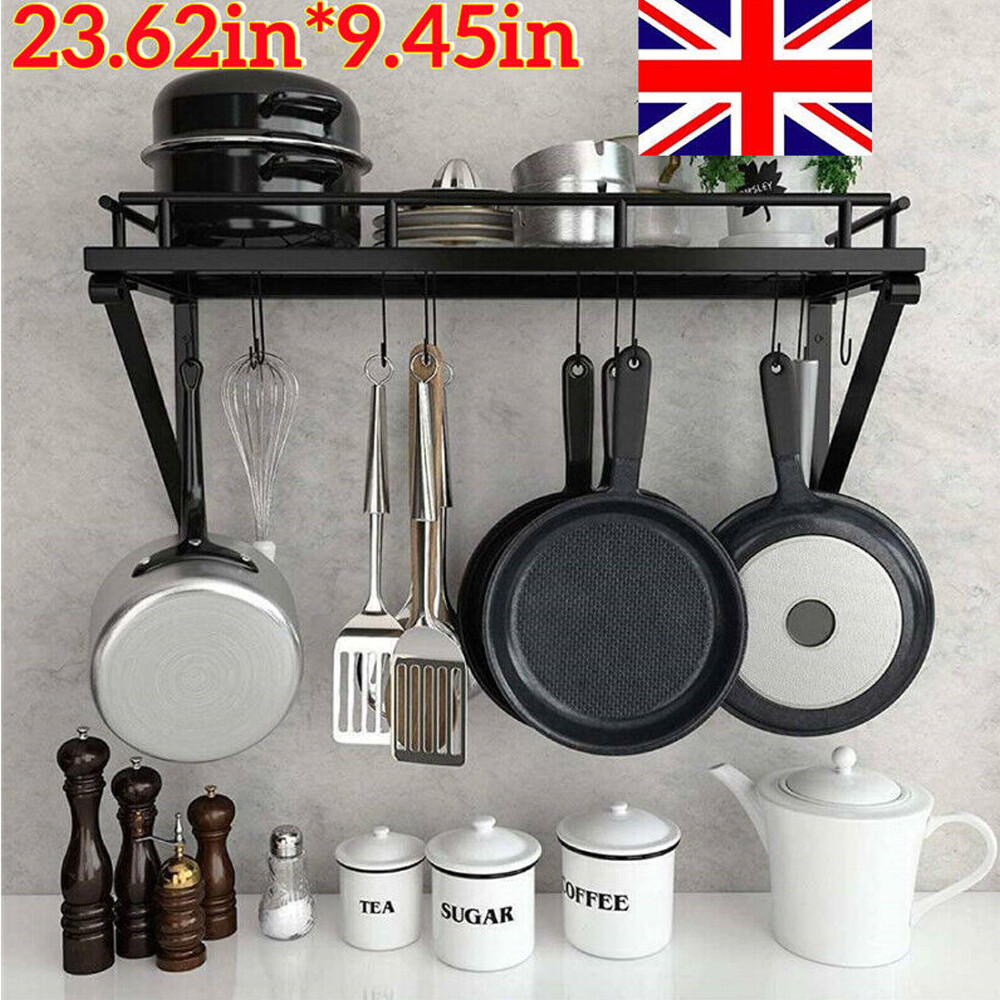 Kitchen Wall Mount Pan Hanger DIY Kitchen Storage Shelf And Pot Rack