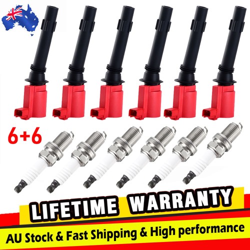 6Pack Ignition Coils + 6x Spark Plugs For Ford Falcon BF，BA XR6 4.0L ...
