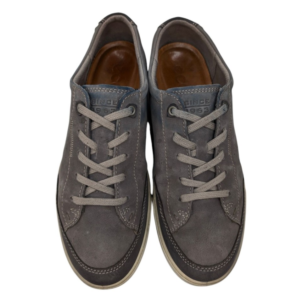 ECCO Collin Leather Sneakers Mens Grey Casual Perforated Lace Up EU 42 ...