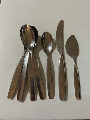 7 PIece SASAKI AXIS Stainless Twist Silverware Flatware | eBay