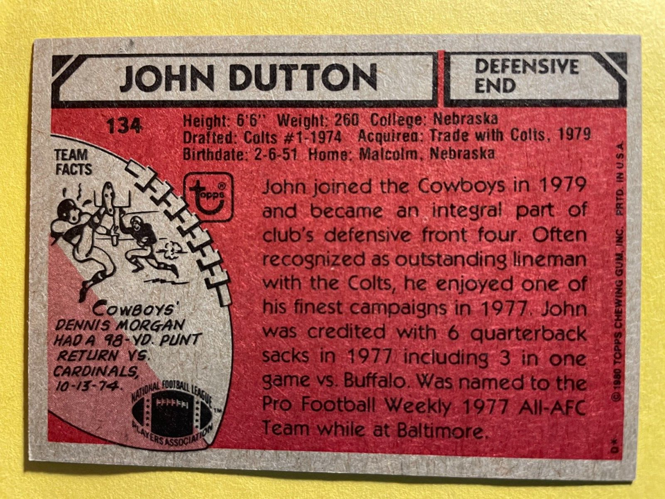 SIGNED JOHN DUTTON 1980 TOPPS FOOTBALL CARD AUTOGRAPH - COWBOYS | eBay