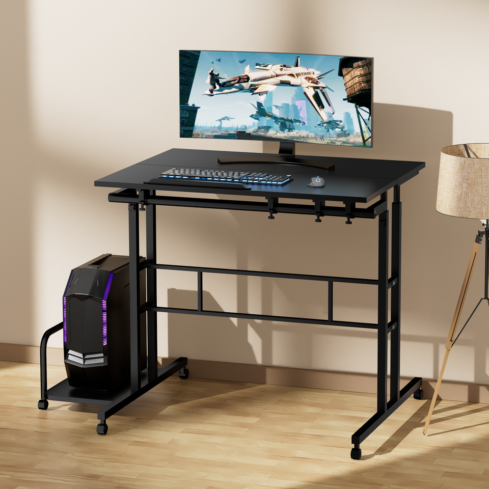 Rolling Adjustable Height Laptop Desk[MOUSE TRAY+CPU STAND]Workstation ...