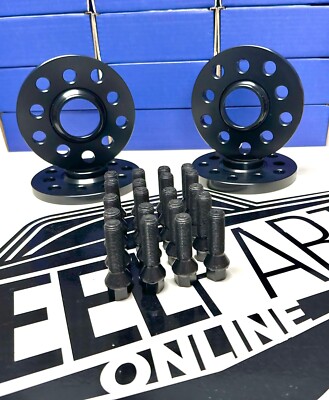 2x 15mm + 2x 20mm Black Alloy SPR Spacers Black + Bolts AUDI A6 S6 RS6 ...