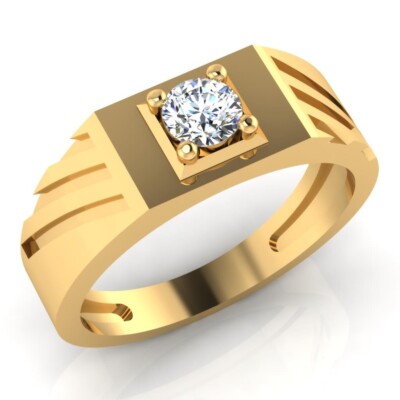 0.32 Ct Natural Diamond Wedding Proposal Mens Ring 14K Solid Yellow ...
