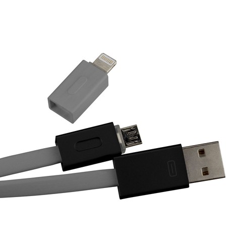 2 In 1 iPhone + Micro USB Charging Cable USB Data Cord iPhone Android ...