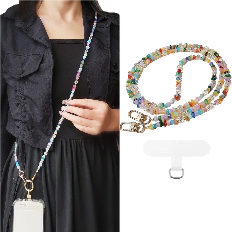 Beaded Cell Phone Chain Crossbody Strap Anti-Theft Detachable Cellphone ...