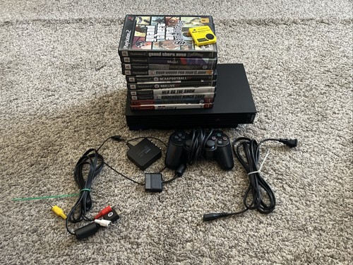 Sony PlayStation 2 PS2 Black Console SCPH-39001 Bundle Lot Game Tested ...