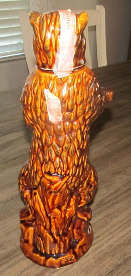 Ezra Brooks Empty Whiskey Decanter Golden Brown Grizzly Bear Vintage ...