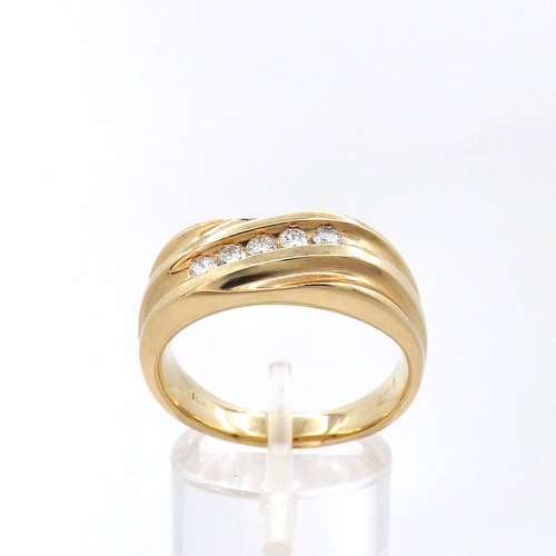 14k Gold Natural Diamond Mens Wedding Band Ring sz9 5 Stone Channel Set ...