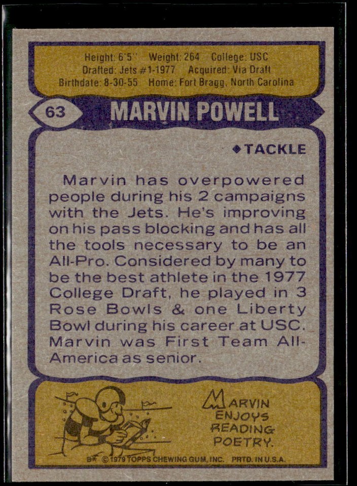 1979 Topps #63 Marvin Powell Cream Colored Back | eBay