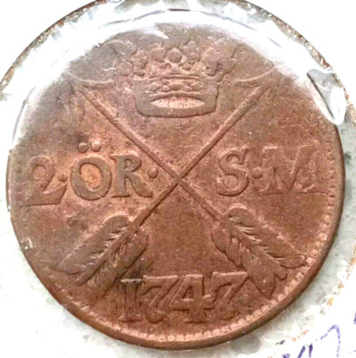 Sweden Copper 1747 2 Ore Coin KM#437 VG | eBay