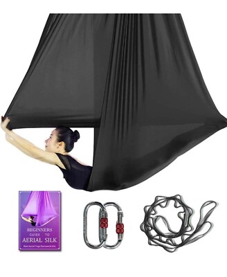 Ariel Yoga swing black silk and mounting kit & beginner guide | eBay