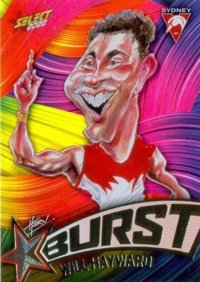 2022 AFL Select Footy Stars Star Burst Paint card SBP62 Will Hayward ...