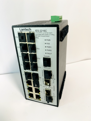 LANTECH IES-2216C dual speed SFP combo w/x-ring managed industrial ...