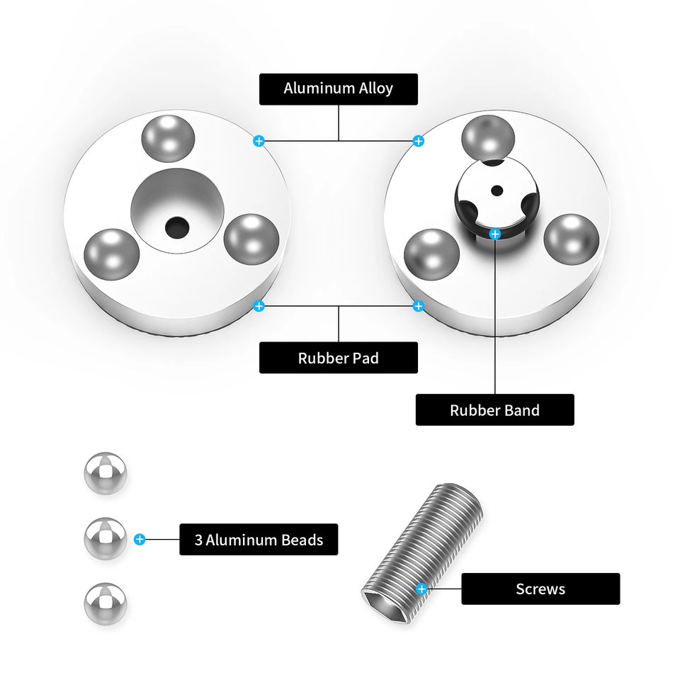4 Silver HiFi AMP Speaker Turntable Isolation Feet Bead Shock Absorber ...