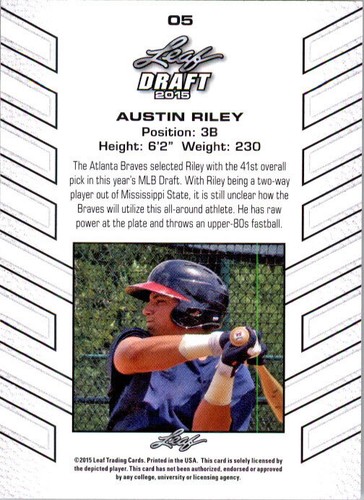 AUSTIN RILEY 2015 Leaf Draft Baseball GOLD Rookie Card | eBay