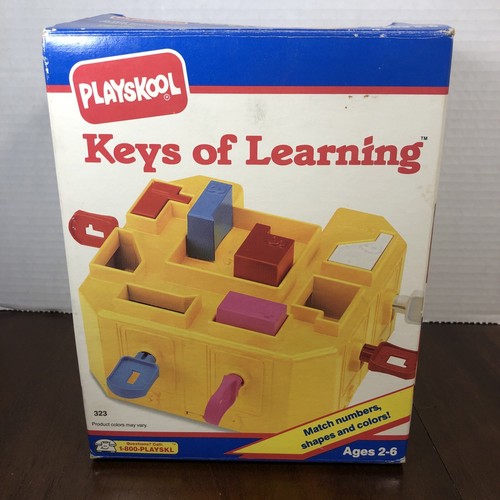 Vintage Playskool Yellow Key Box Keys of Learning Shapes Colors 1990 ...