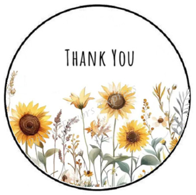 THANK YOU SUNFLOWERS ENVELOPE SEALS LABELS STICKERS PARTY FAVORS | eBay