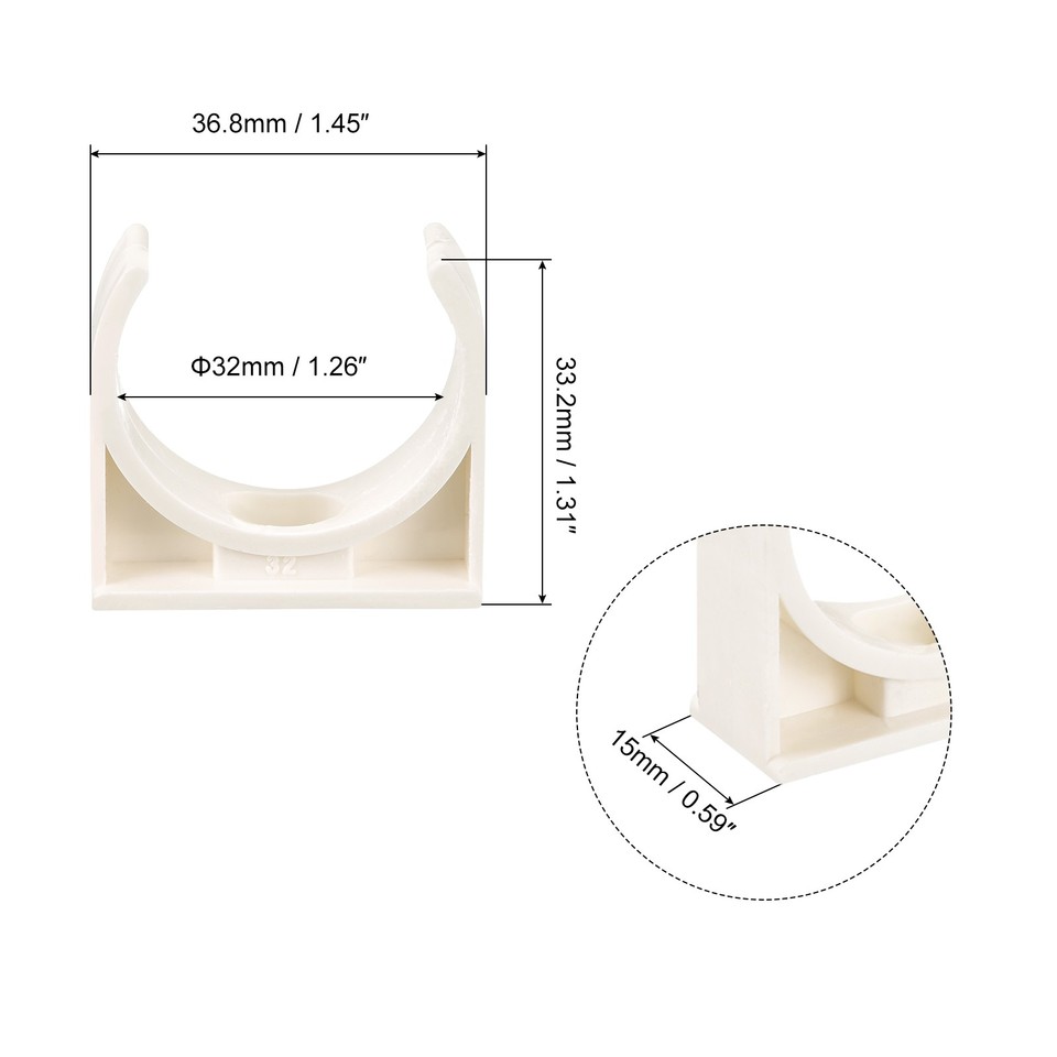 32mm Dia PPR U-Shaped Pipe Clamps Clips Fittings Hose Holder White 24 ...