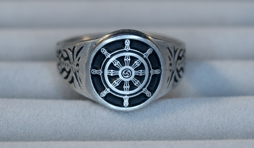 Handmade Dharma chakra Wheel Ring - Buddha Dharma Wheel Band | eBay
