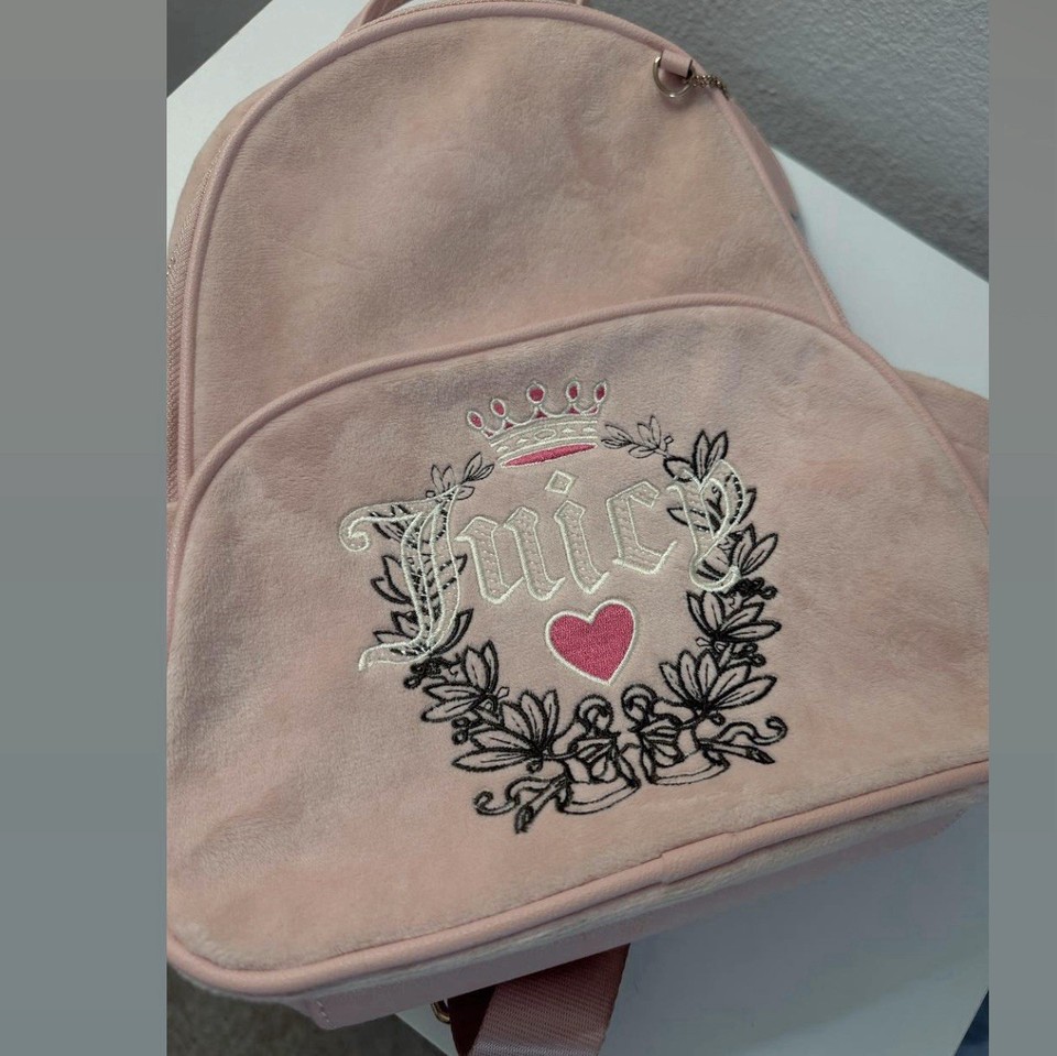 Juicy Couture Dreamy Juicy Medium Light Pink Velvet Backpack | eBay