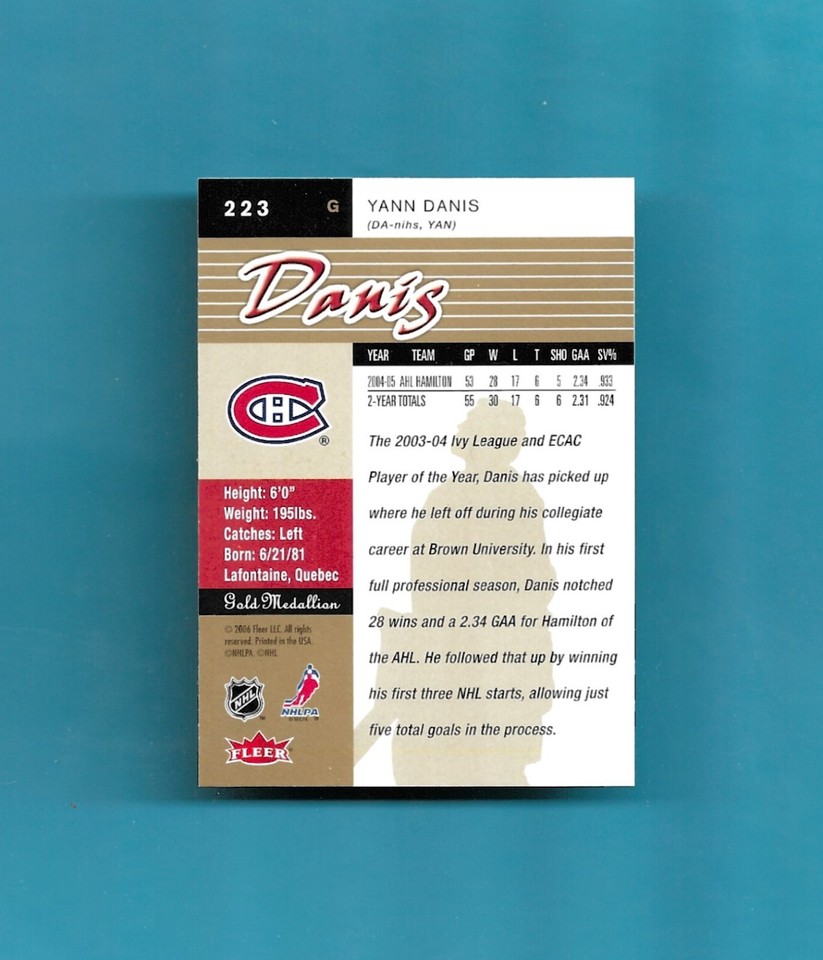 2005-06 Ultra GOLD MEDALLION ROOKIE RC # 223 YANN DANIS MONTREAL EXCEPTIONAL! | eBay