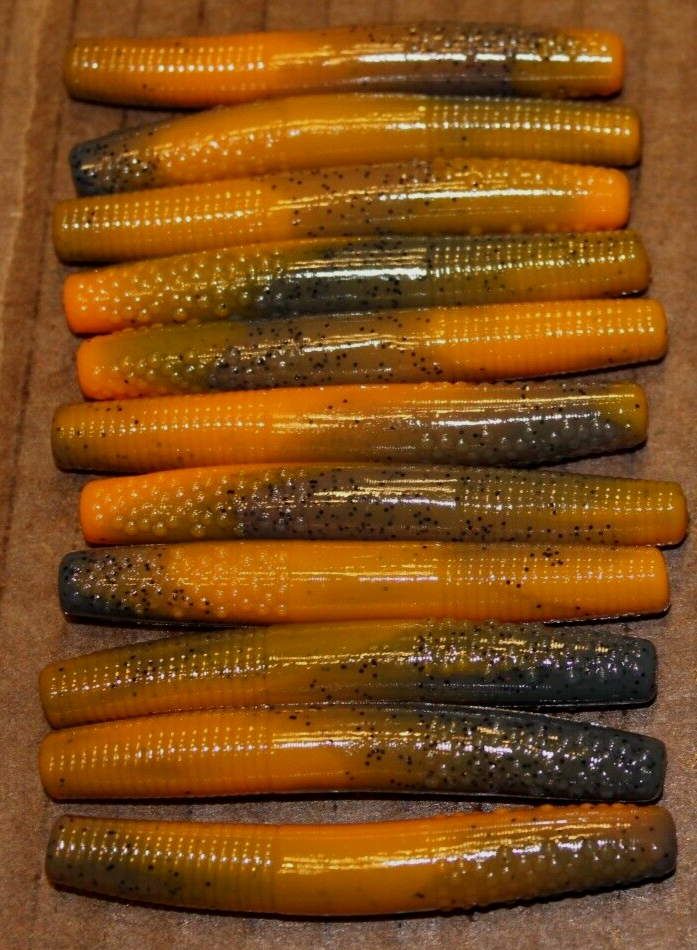 2.75" Finesse Stick Craw Orange Swirl Ned Rig Type Floating Worm 50 ...