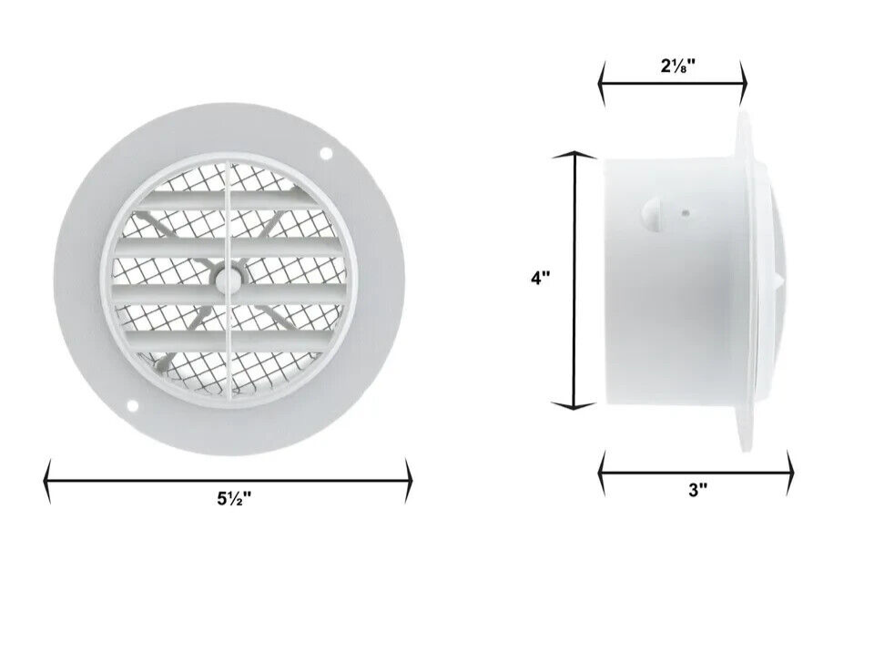RV 4" Soffit Vent White with Screen Bath Fan Vent Bathroom Exhaust ...