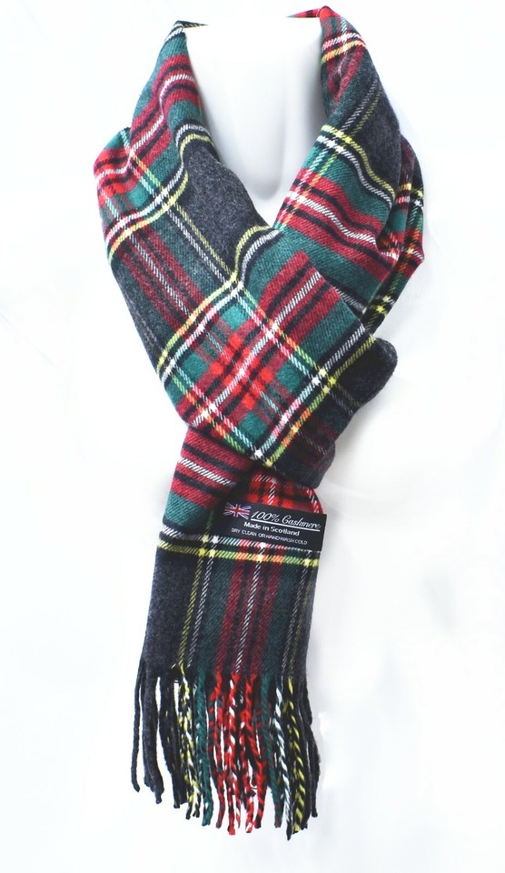 Mens Womens Wool Check Scarf Scotland Made Warm Plaid Wool 100% ...
