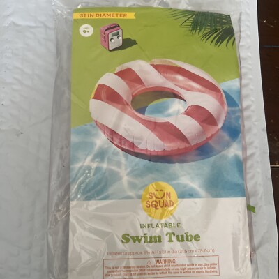 Inflatable Swim Tube 31 Inch Diameter Red And White Stripes | eBay