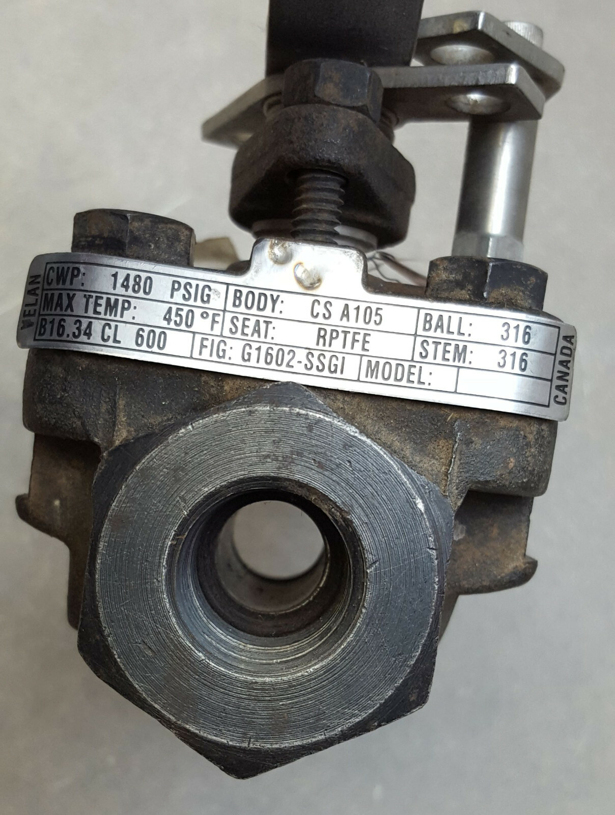 VELAN 600 Ball Valve CS A105 Steel, Inline, Pipe Size 1/2" 1480 PSIG ...