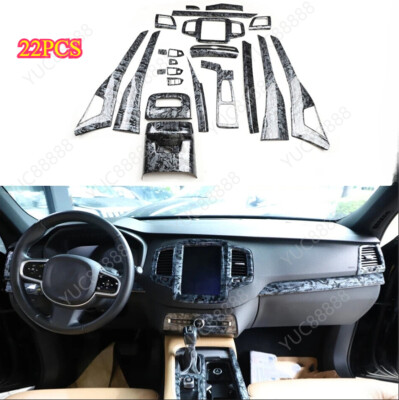 Fits FOR 2016-2024 Volvo XC90 ABS Black Wood Grain Interior Kit ...