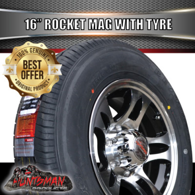 16" 6 stud Caravan Camper Trailer Rocket Alloy Mag Wheel & 225/75R16C ...