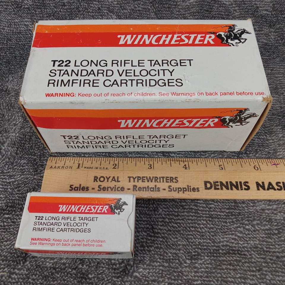 2 Vtg Winchester T22 Long Rifle Empty Box XT22LR Boxes Brick 500 & 50 ...